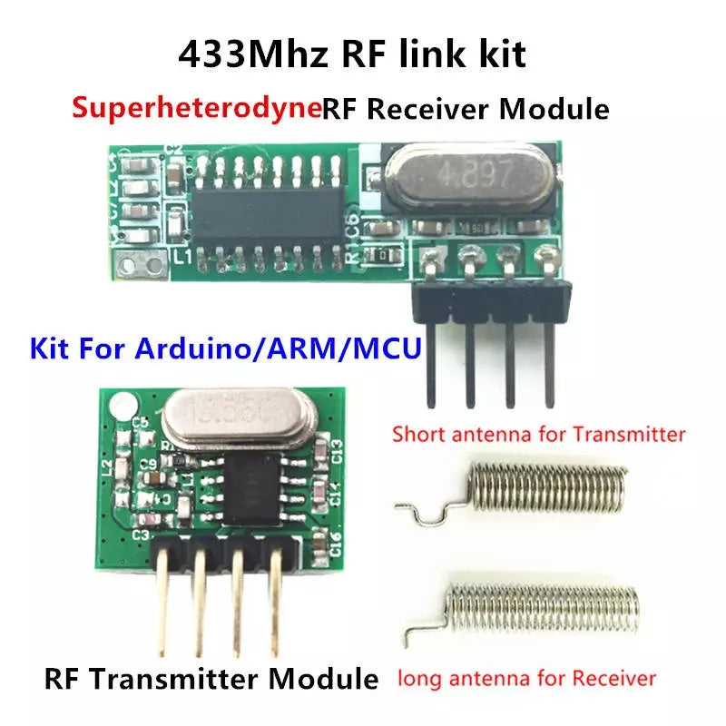 433 Mhz Superheterodyne RF Receiver and Transmitter Module ASK kits wi ...